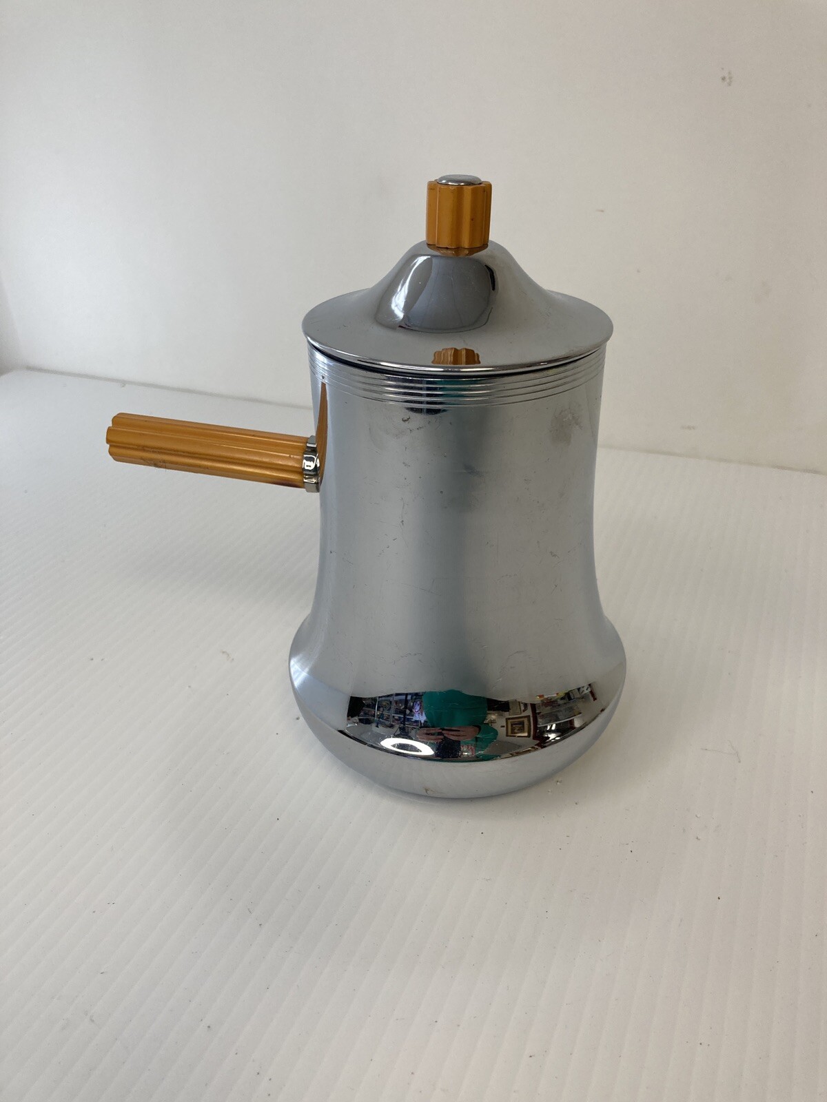 Farberware Coffee Pot Chrome Butterscotch Bakelite Handle Vintage NY E5 ...