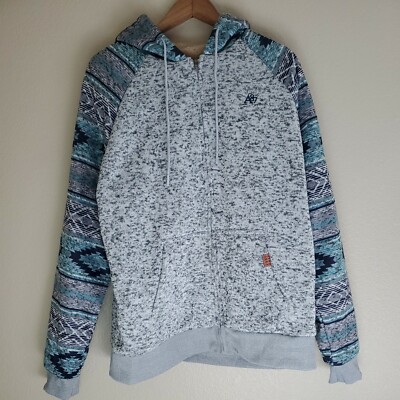 Aeropostale A87 Zip-Up Hooded Sweater Jacket Men's Gray with Patterned ...