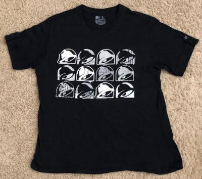 Taco Bell Multiple Bell Logos Employee Women's Black T-Shirt Size Large ...