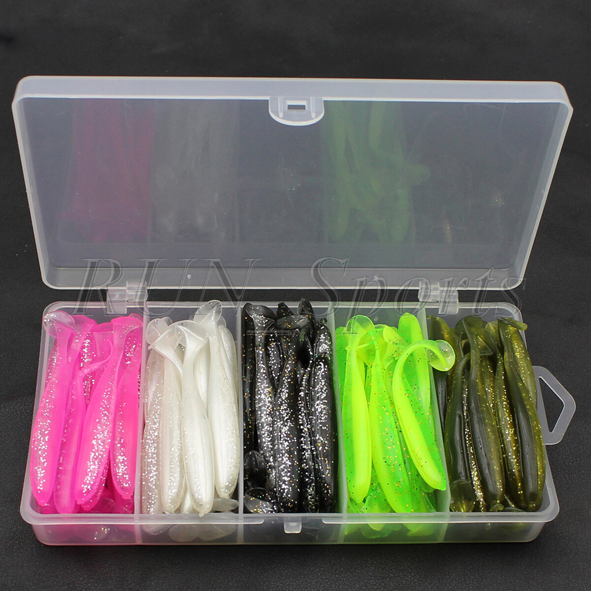 100pcs/kit 75mm Fake Shad Paddle Tail Worm Soft Fishing Lure Jig Bait ...