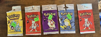 5x EMPTY Pokemon Base Set 2 Booster Pack Wrappers Art Set - WOTC 1999 ...