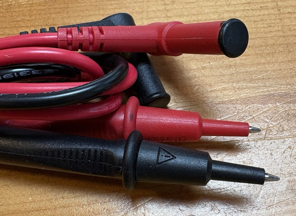 Multimeter Test Leads Set Red & Black w/ Tip Covers 36 Inch Length ...