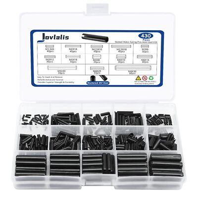 430 Pcs Roll Pin Set Slotted Metric Spring Pins Spring Dowel Tension ...