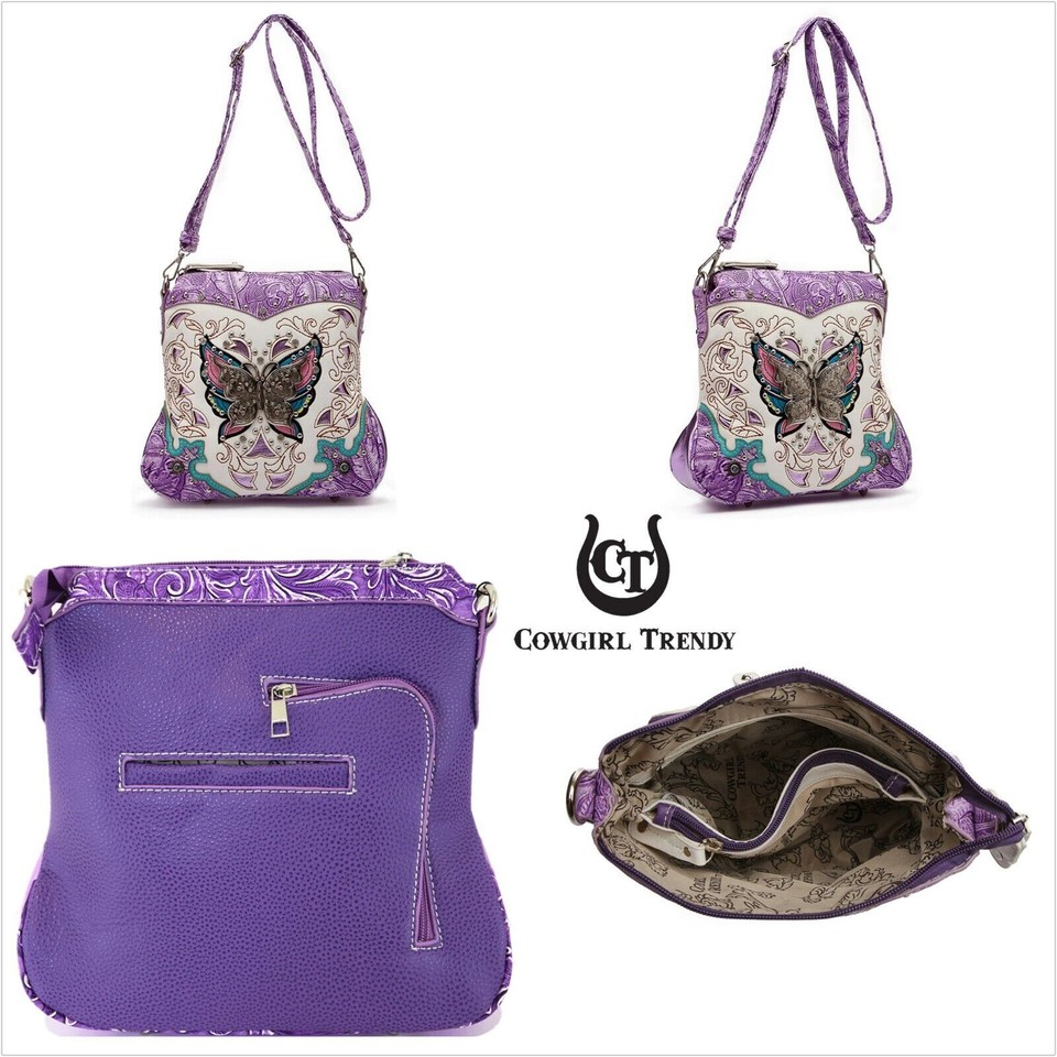 Butterfly Handbag Western Purse Women Shoulder Bag Crossbody Wallet Set ...