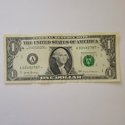 $1 Star Note 2017 One Dollar Bill Serial Number A 00482787 * | eBay