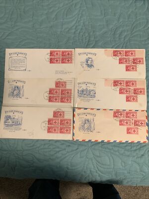 CIVIL WAR-US FDC (6) #967 CLARA BARTON PENT ARTS ALL 5 BLK/EX.1-4 BLK ...