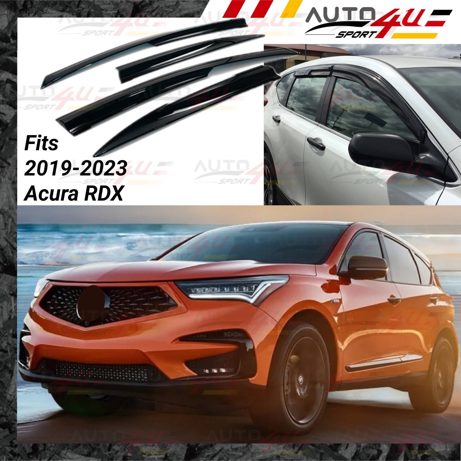 For Acura RDX 2019-21 JDM Mugen Style Window Visors Rain Guards Shade ...