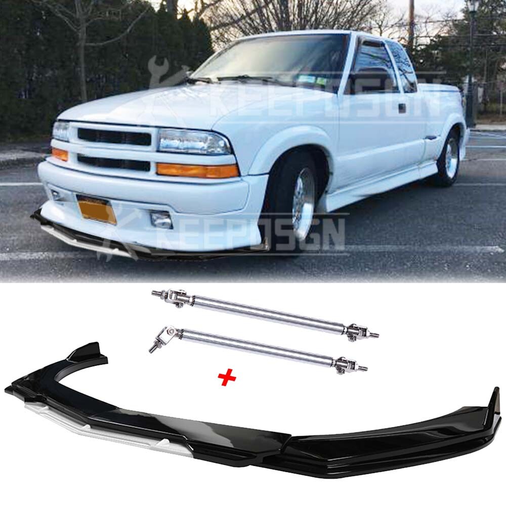 For Chevrolet Chevy S10 Front Bumper Lip Splitter Spoiler + Strut Rods ...