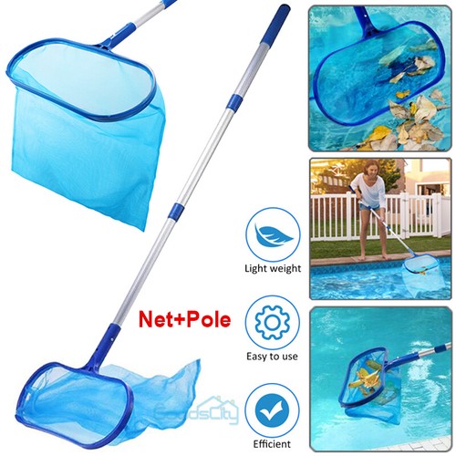 Large Pool Skimmer Leaf Rake Net+Pole Cleaning Swimming Pool Fine Mesh ...