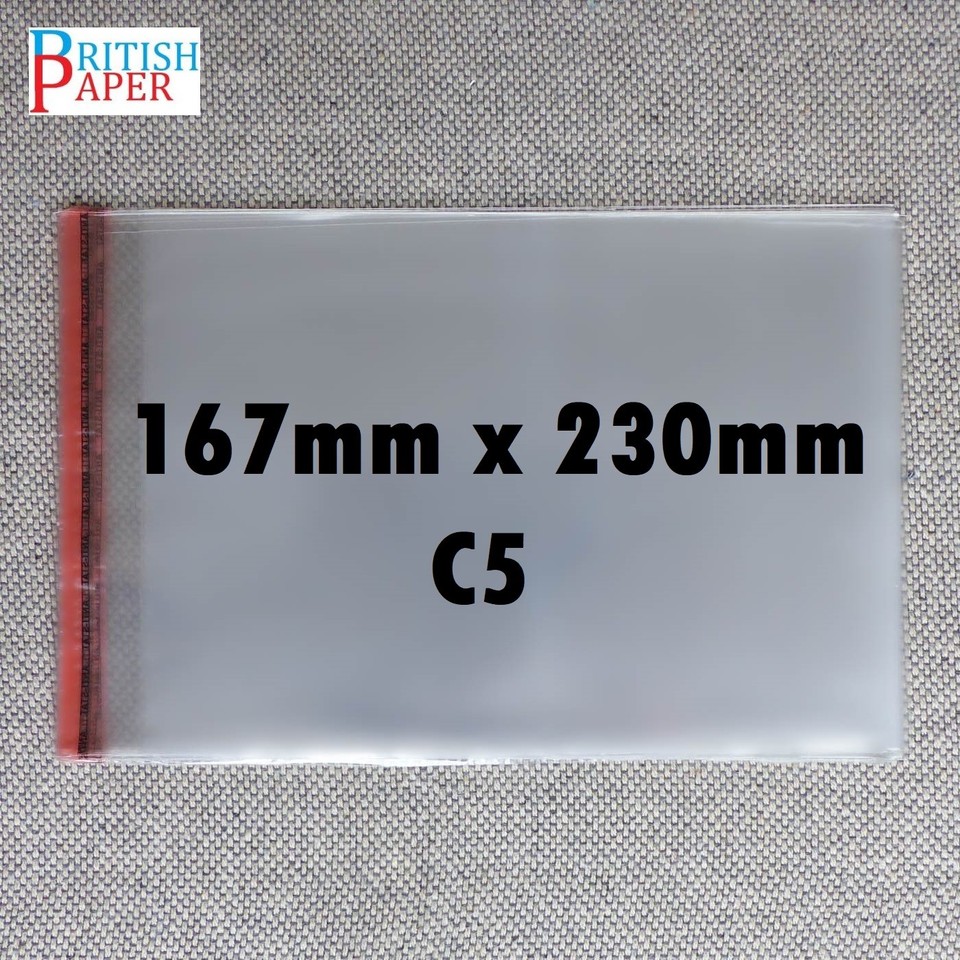 CLEAR CELLO CARD BAGS CELLOPHANE SELF SEAL LARGE SMALL CARD A3 C4 A4 C5 ...