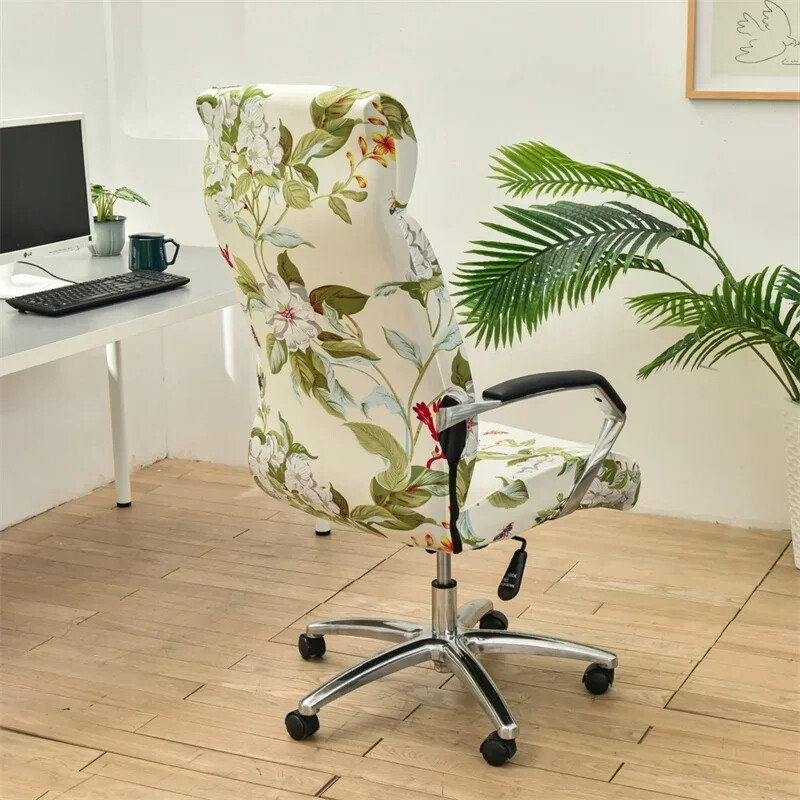Floral Prints Elastic Chair Cover Geometry Computer Chairs Slipcovers ...