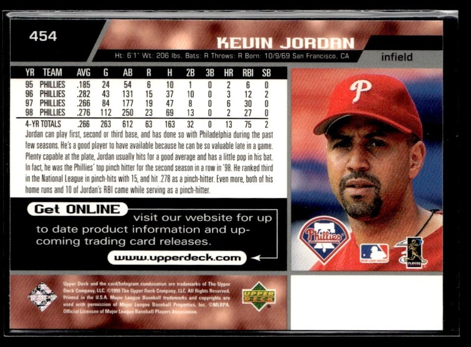 1999 Upper Deck Kevin Jordan Philadelphia Phillies #454 | eBay