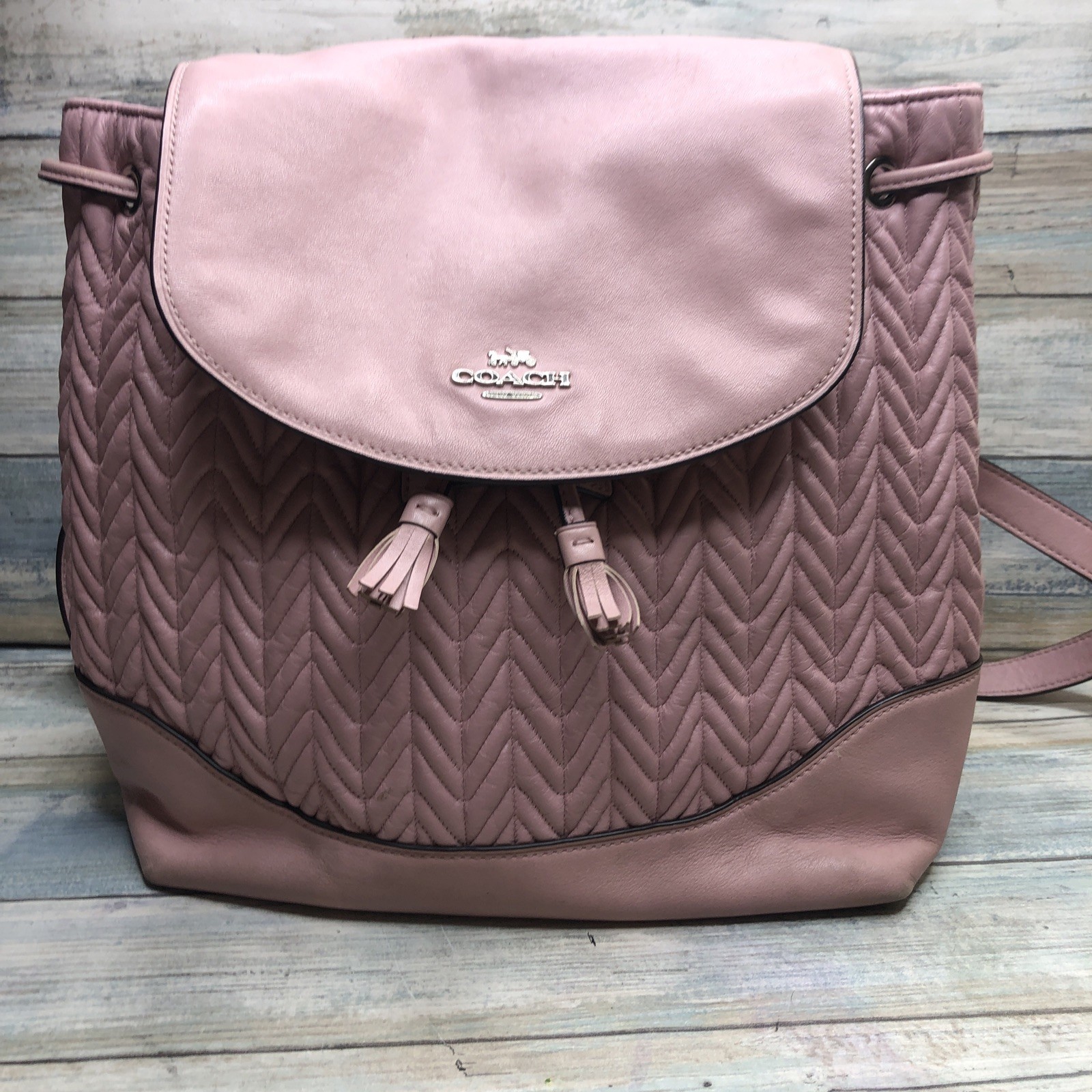 Coach Elle Signature Pink Leather Backpack Preowned - Gem