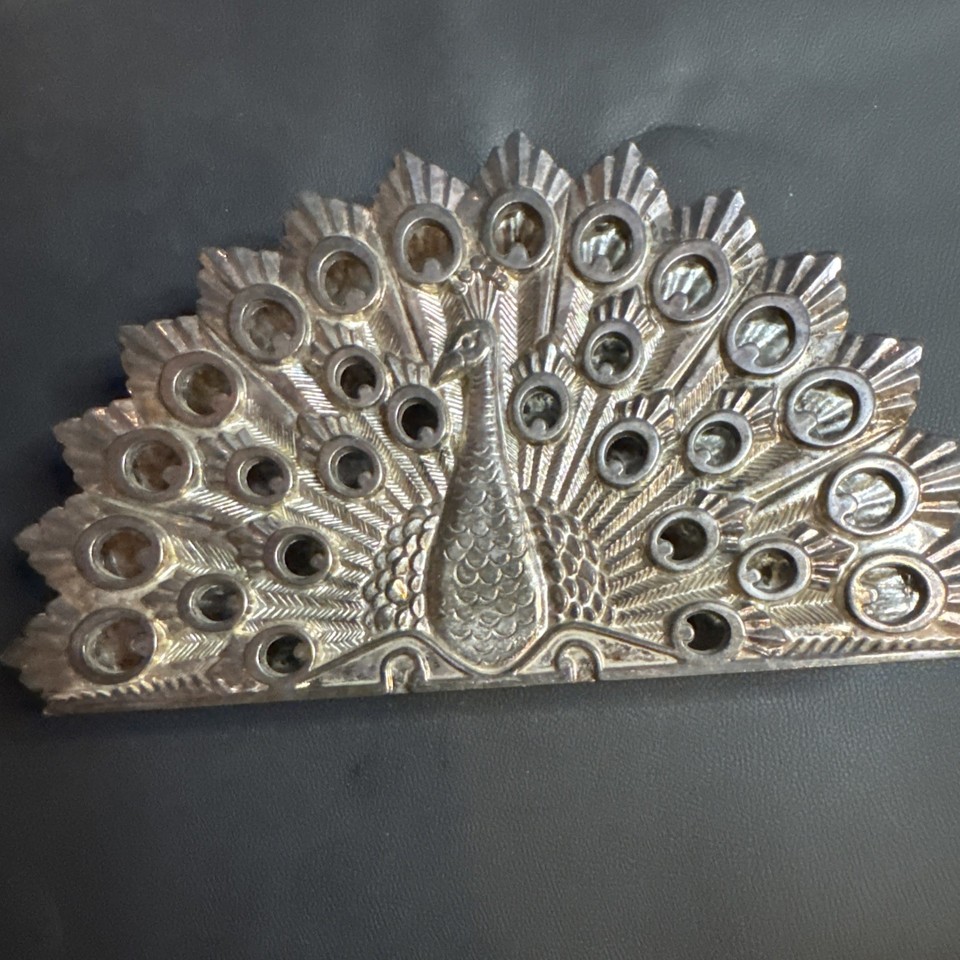 Vtg Art Deco Peacock Napkin Letter Holder Silver Plate Metal Made In ...