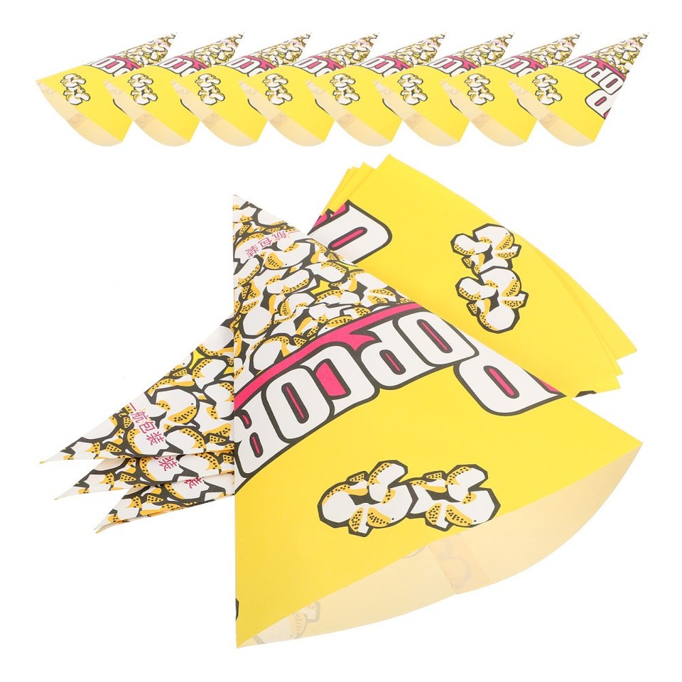 100 Pcs Paper Popcorn Bags Triangle Cone Shape Food Bags for Popcorn ...