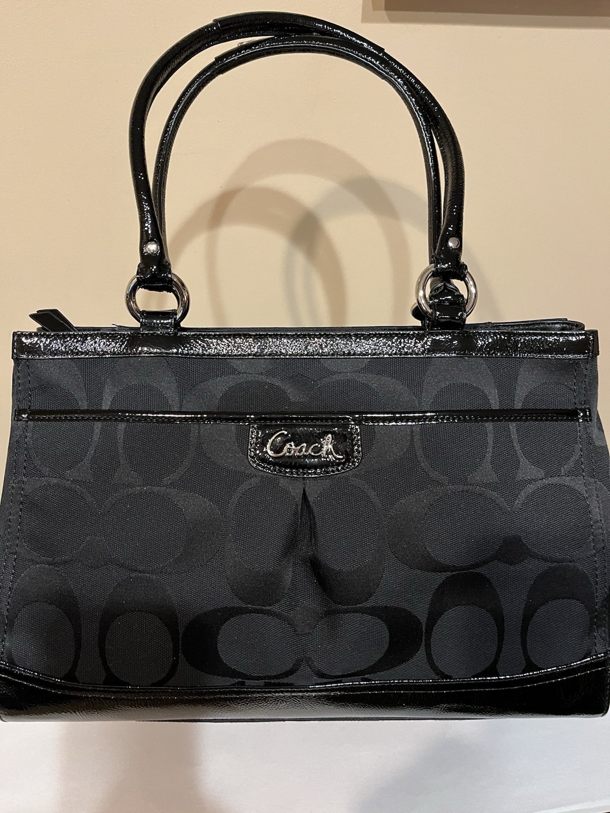Vintage Coach Black Patent & Signature Carryall - Gem