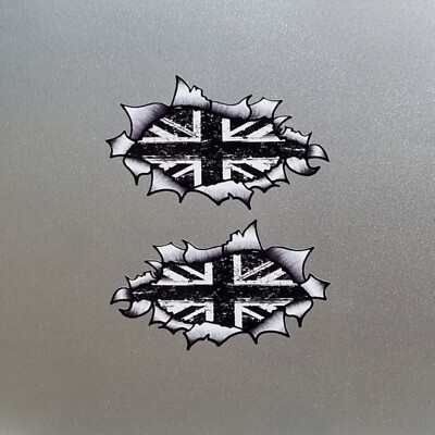2x B&W British Flag Ripped Metal Oval Vinyl Sticker Decal For Car ...