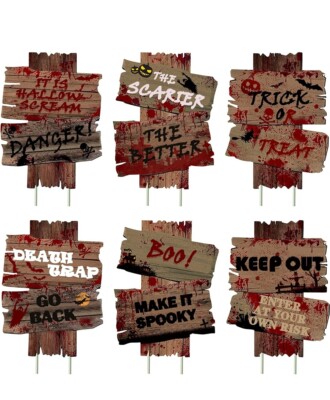 6PCS Halloween Yard Signs Large Size 17"×12" Outdoor Decor Scary ...