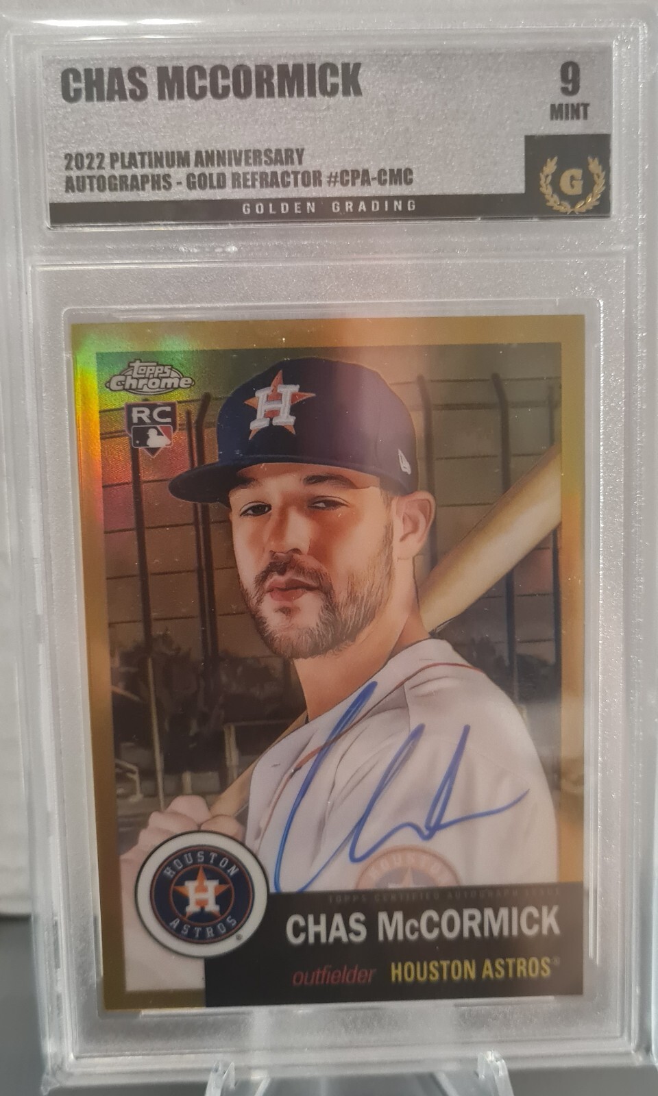 2022 Topps Chrome Platinum Chas McCormick Gold Refractor Auto Rookie ...