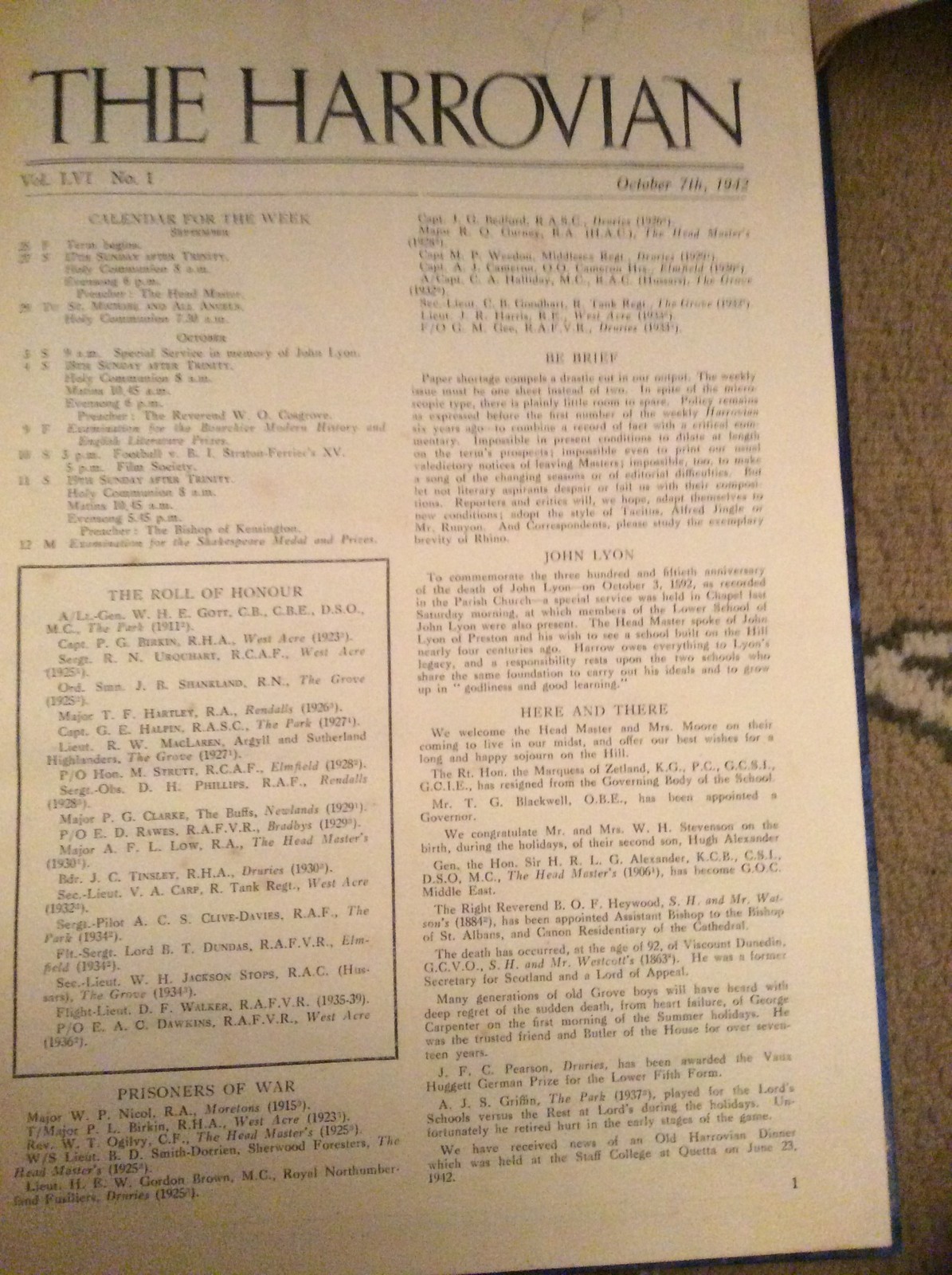 L1-5 original harrow school magazine the harrovian november 22nd 1950 ...