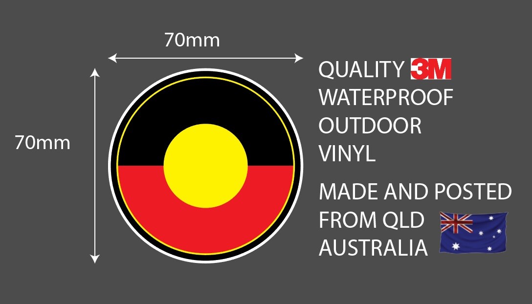Aboriginal Flag Koori Murri Round Vinyl Sticker 70 x 70mm +BONUS FREE ...