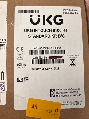 Kronos 9100 8609100-008 InTouch Time Clock for sale online | eBay