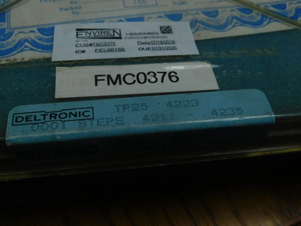 Deltronic TP25 Inspection Plug Gage Set .0001 Inch .4223" Range .4211 ...