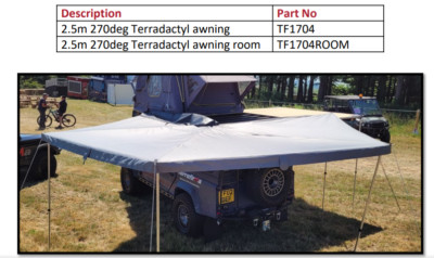 TERRAFIRMA 2.5M 270 DEG TERRADACTYL AWNING TF1704 EXPEDITION LAND ROVER ...