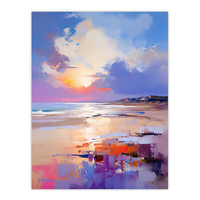 Beach Sunrise Abstract Painting Serene Coastal Landscape Wall Art ...