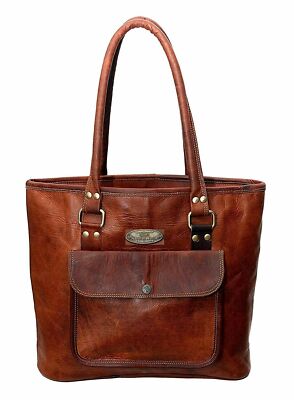 Leather Shoulder Tote Handbag Shopping Bag Purse Handmade Vintage Large ...