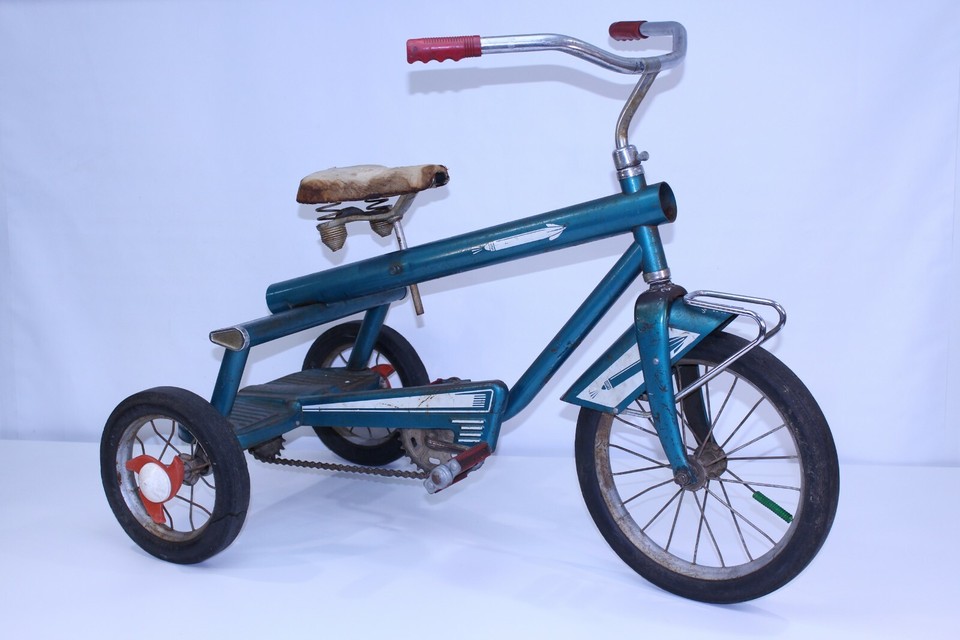 VTG AMF Junior Trike Atomic Age MCM Teal Toy Steel Rocket Prototype ...