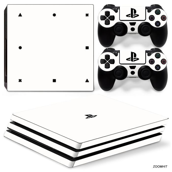 PS4 Pro Playstation 4 Skin Decal Sticker White Classic + 2 Controller ...