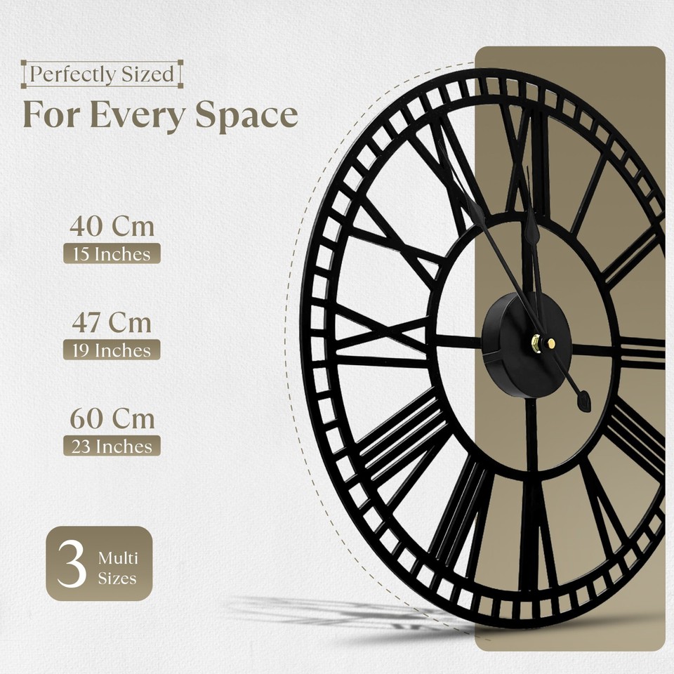 Extra Large Roman Clock Numerals Skeleton Open Face Round Wall Clock ...