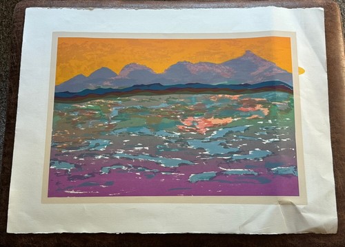 ELEANOR PHILLIPS Listed c1980 Serigraph Sunset Mountainscape | eBay