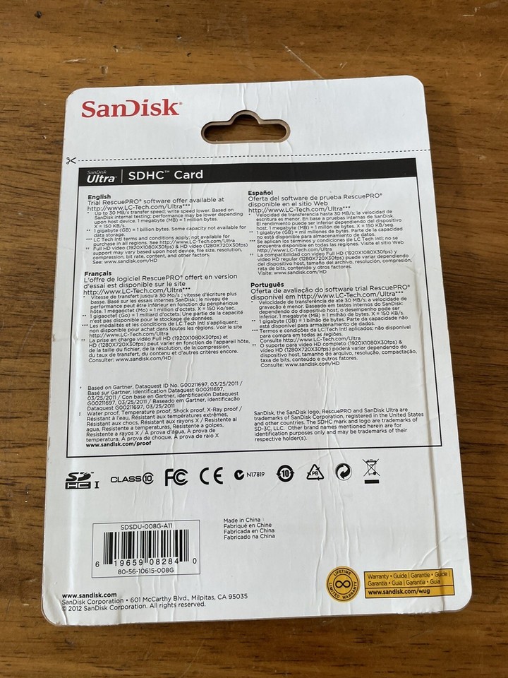 SanDisk Ultra 8GB, Class 10 10MB/s - SDHC UHS-I Card - Retail - SDSDU ...