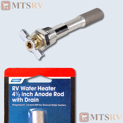 CAMCO 4.5" Magnesium Anode Rod w/Drain for 1/2" NPT Atwood Aluminum ...
