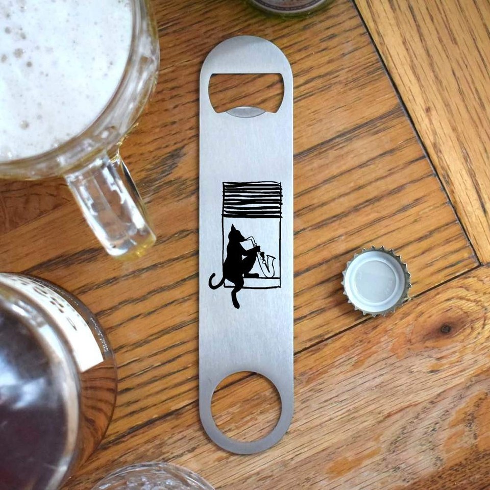 'Saxophone Cat' Bar Blade Bottle Opener (BR00008824) | eBay