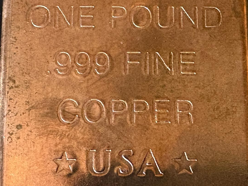 1 LB One Pound Copper 16 oz .999 Fine Bullion Bar Stamped *USA* Design ...