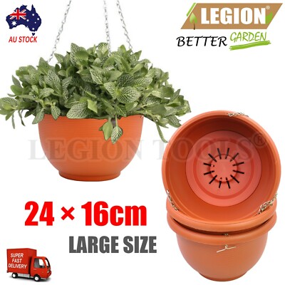 Flower Pots Plant Hanger Hanging Basket Garden Holder Plastic Pot Metal ...