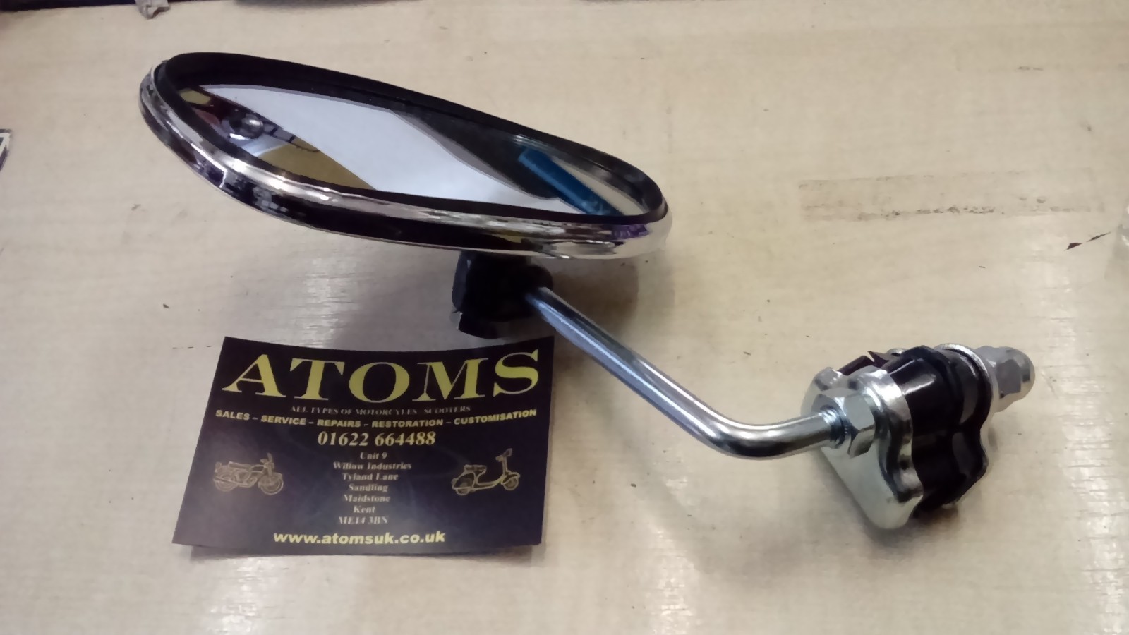 Chrome Legshield Mirror LHS Clamp on for Lambretta, LML, Vespa, Scomadi ...