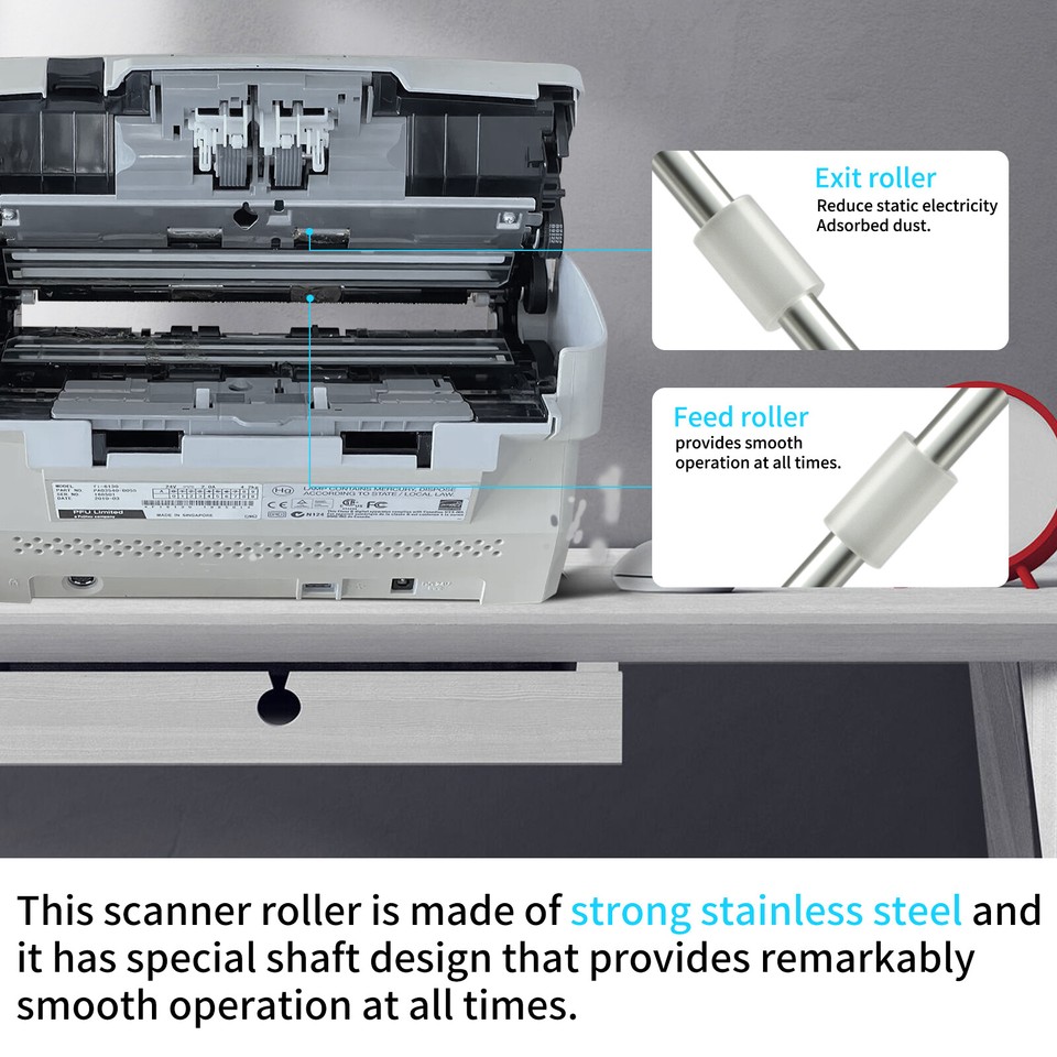 2Set PA03630-G205 PA03540-G078 Feed Exit Roller Kit For Fujitsu FI-6130 ...