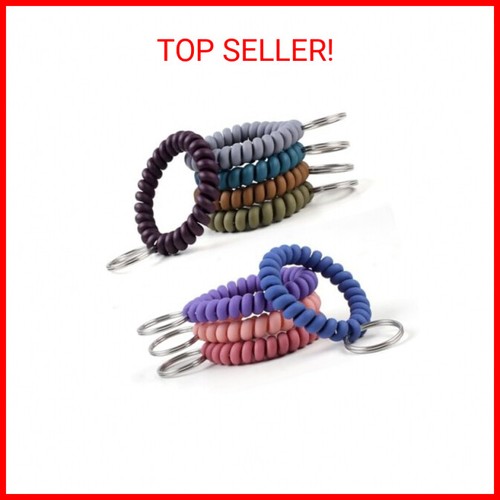 Oligei 9 Colors Wrist Keychain, Key Chain Wristlet Retractable Spiral ...