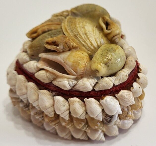 Vintage Seashell Trinket Jewelry Heart Box Beach Ocean Travel Souvenir ...