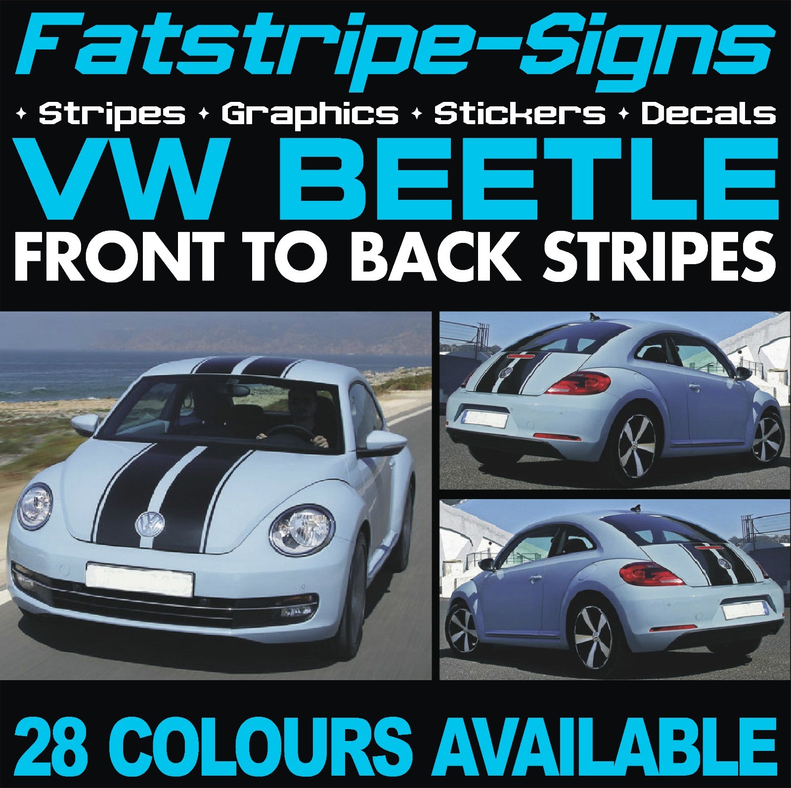 to fit VW BEETLE STRIPES GRAPHICS STICKERS DECALS VOLKSWAGEN V DUB R ...