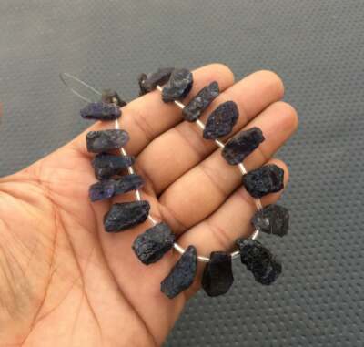 Gemstone Rough Natural Blue Iolite Side Drilled Uneven Shape Beautiful ...