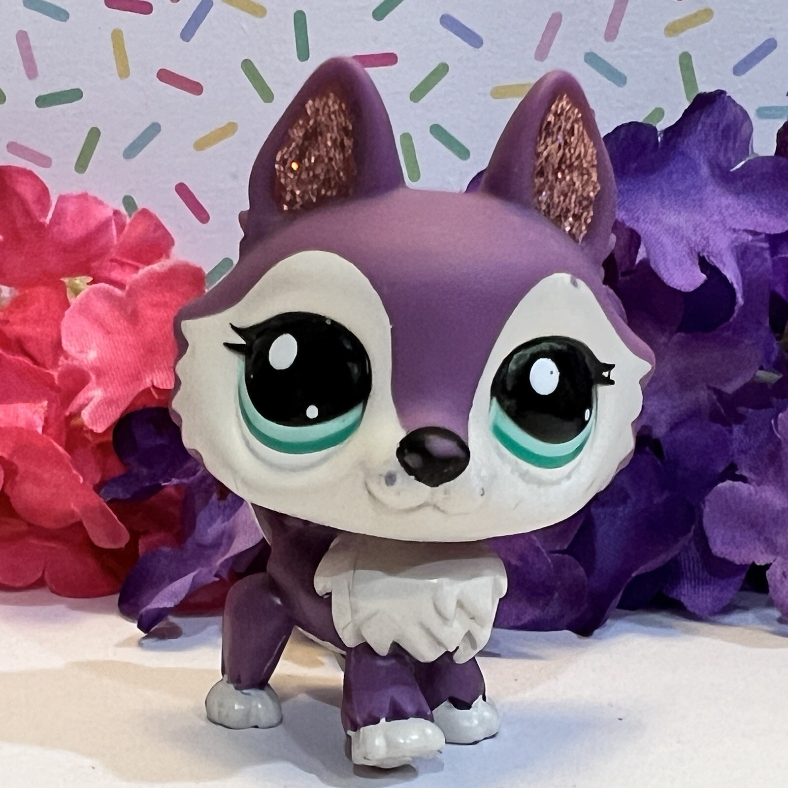 Authentic Littlest Pet Shop LPS 2297 Glitter Sparkle Husky Dog Wolf ...