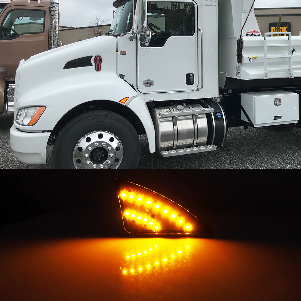 Fit for Kenworth T660 Clear Lens LED Corner Lamps Side Marker Turn ...