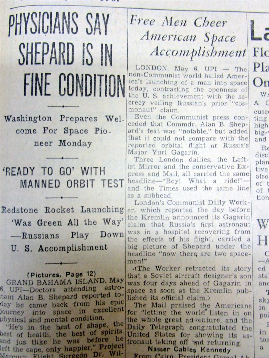 First American In Space Newspaper Real Buzz Around Space Photos Sale