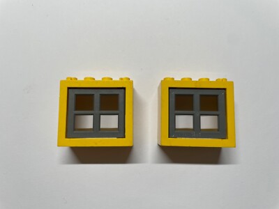 Lego 2 x yellow Window 2 x 4 x 3 - Dark Bluish Gray Pane 4406 5370b | eBay