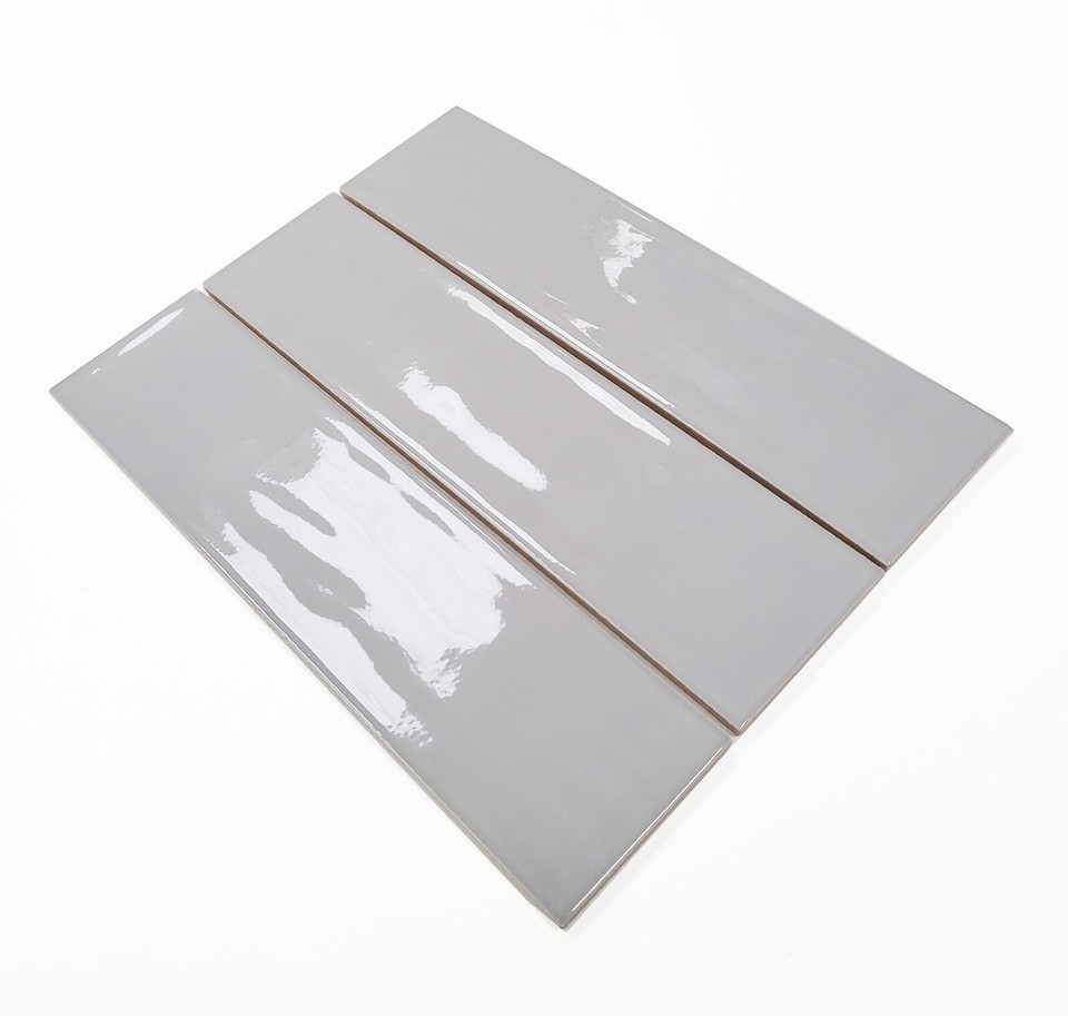 Subway Brick Flat Grey Metro Tile - 7.5x30.5cm Wall Tile gloss -1box ...